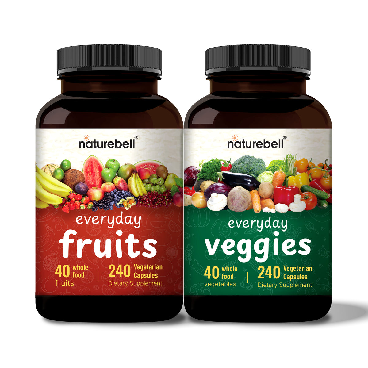 Everyday Fruits and Vegetables Supplements, 480 Total Vegetarian Capsu – NatureBell