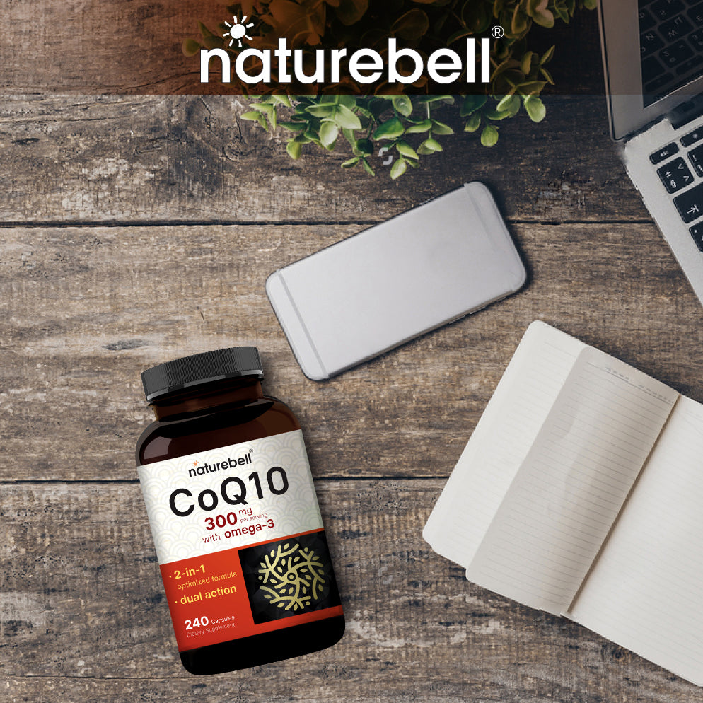 CoQ10 (Ubiquinone) 300mg with Omega 3 Fatty Acids, 240 Capsules – NatureBell