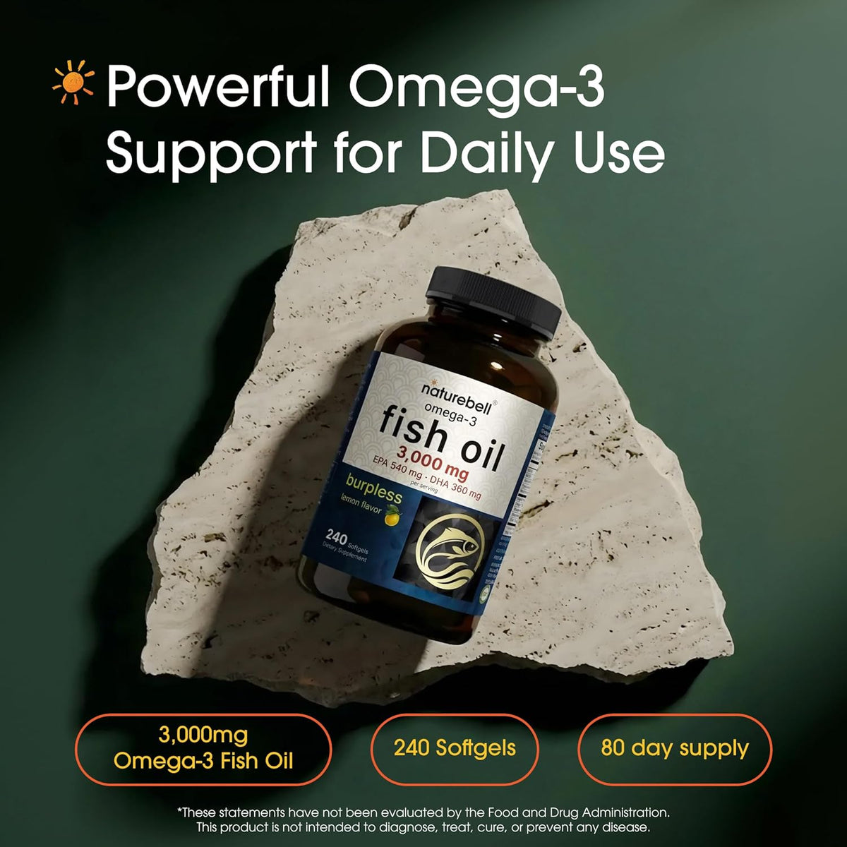 Omega-3 Fish Oil 3,000mg - 240 Softgels – NatureBell