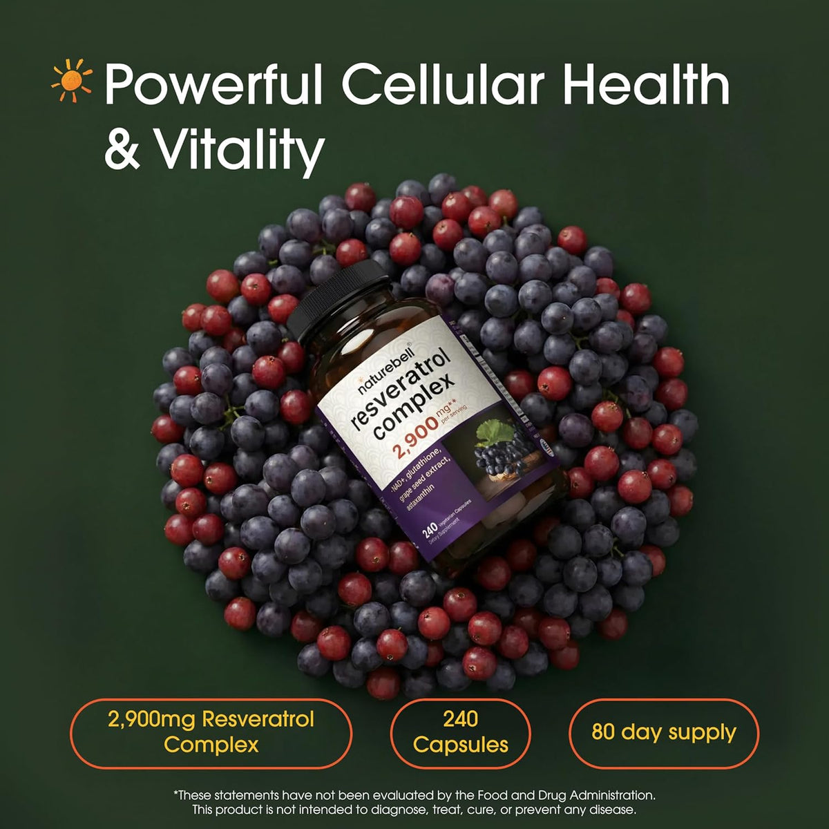 NatureBell Resveratrol Complex - 240 Vegetarian Capsules