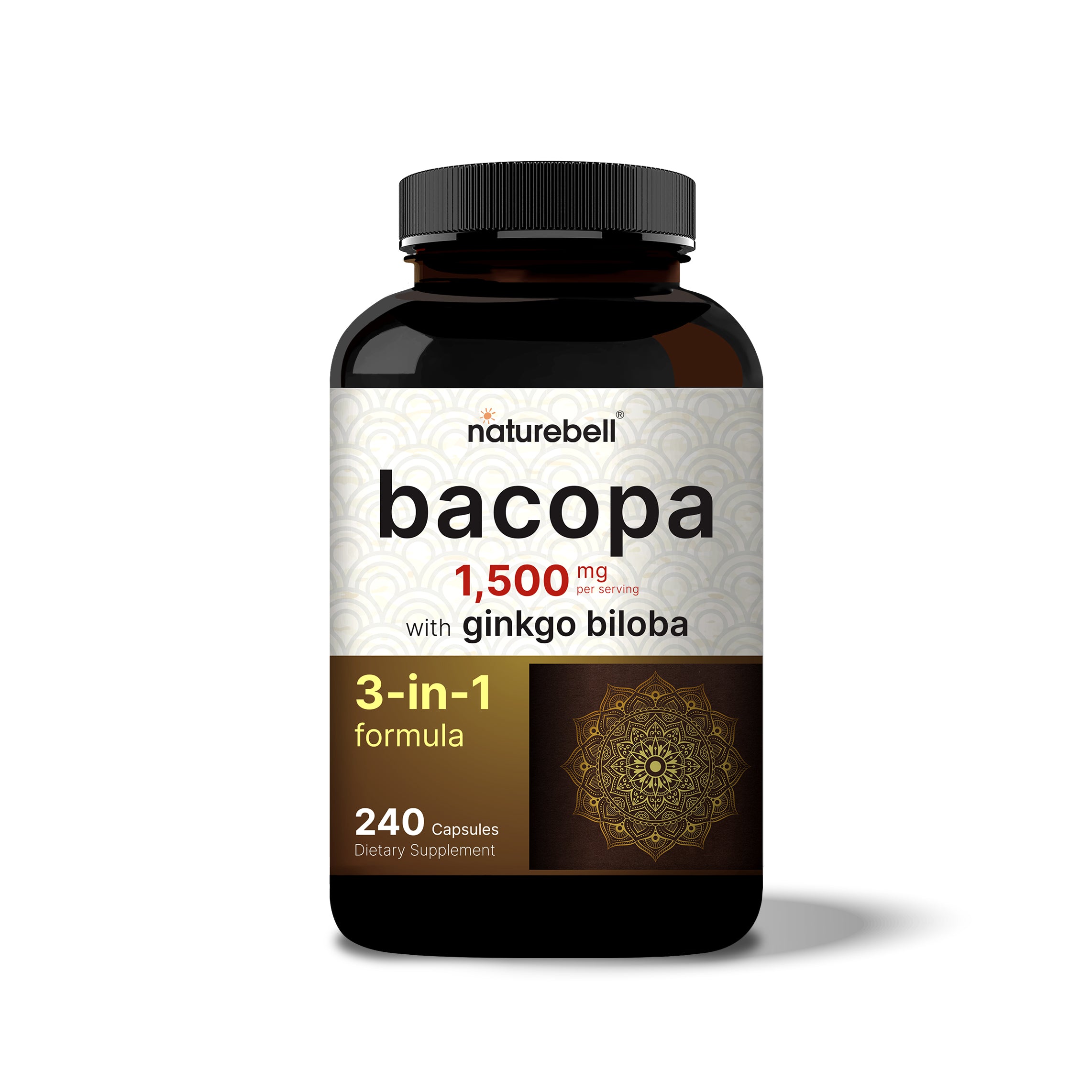 Bacopa Monnieri Capsules with Ginkgo Biloba, 1,500mg Per Serving, 240 ...