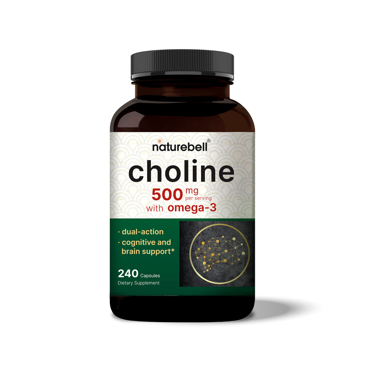 Choline Supplements 500mg with Omega-3 Fatty Acids, 240 Capsules ...