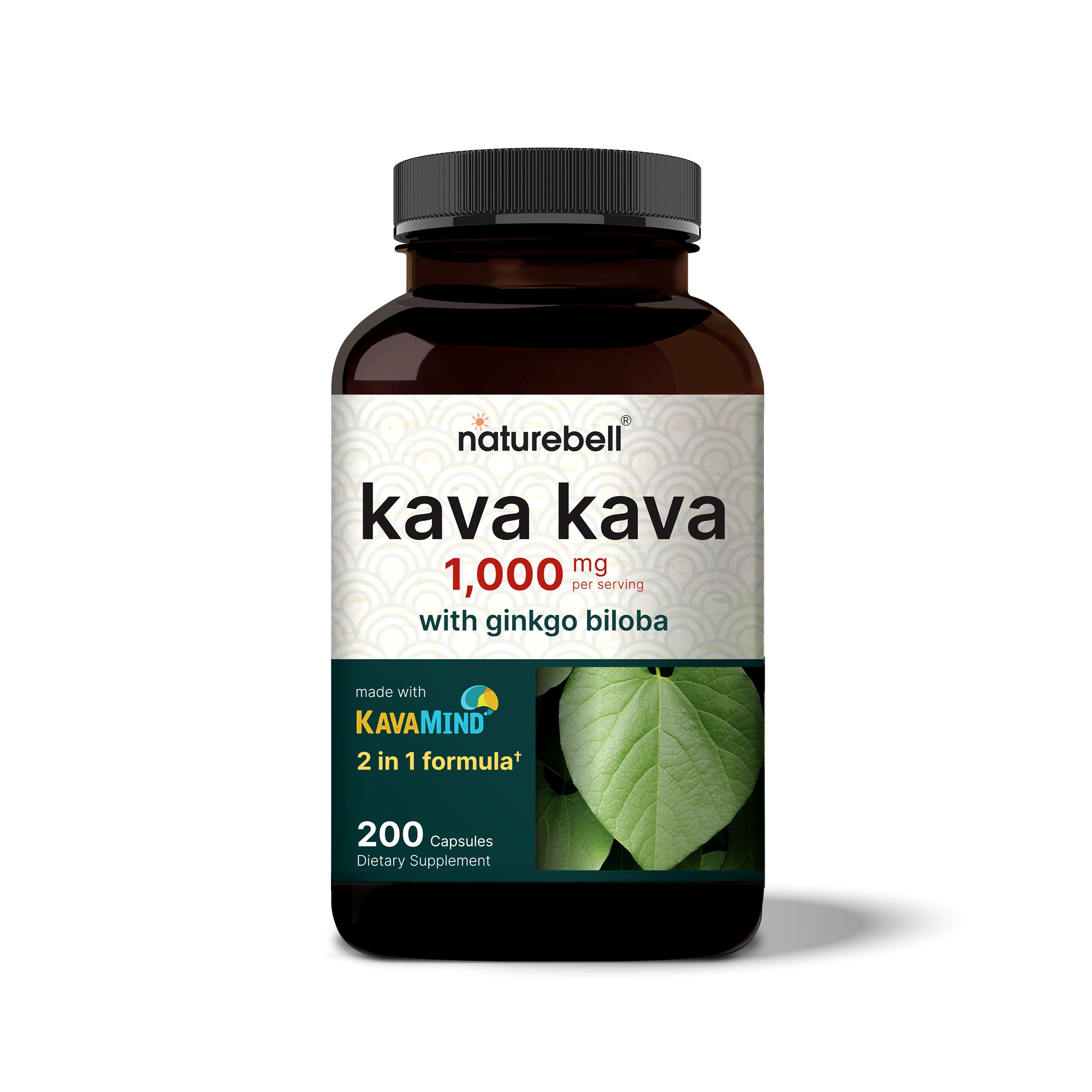 Kava Kava Capsules 1000mg with Ginkgo Biloba, 200 Count – NatureBell