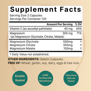 Triple Complex Magnesium Supplement, 240 Capsules – NatureBell