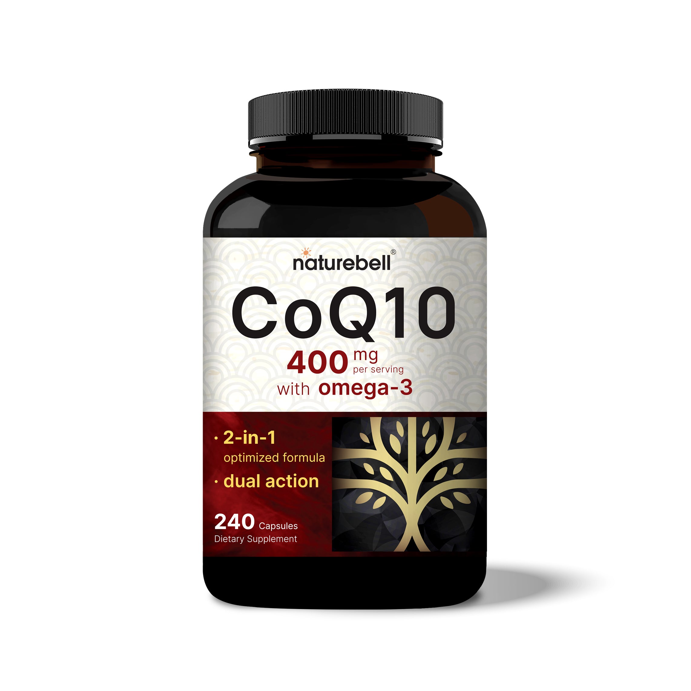 CoQ10 400mg with Omega 3 Fatty Acids, 240 Capsules – NatureBell