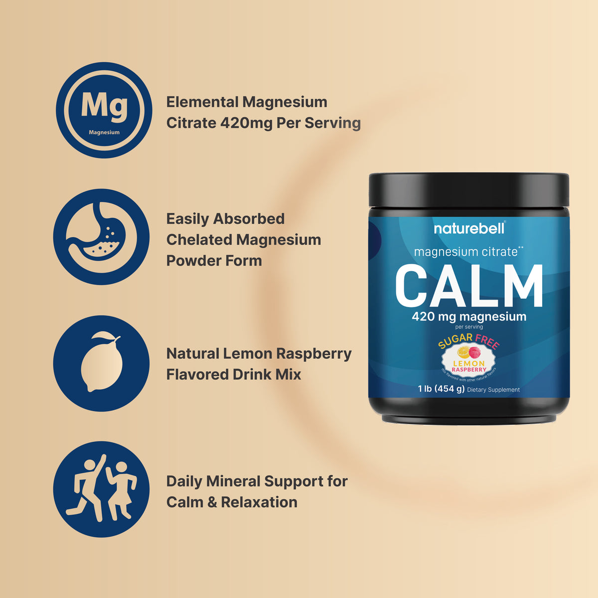 Calm Magnesium Powder, 1lb, Chelated Magnesium Citrate for High Absorp ...