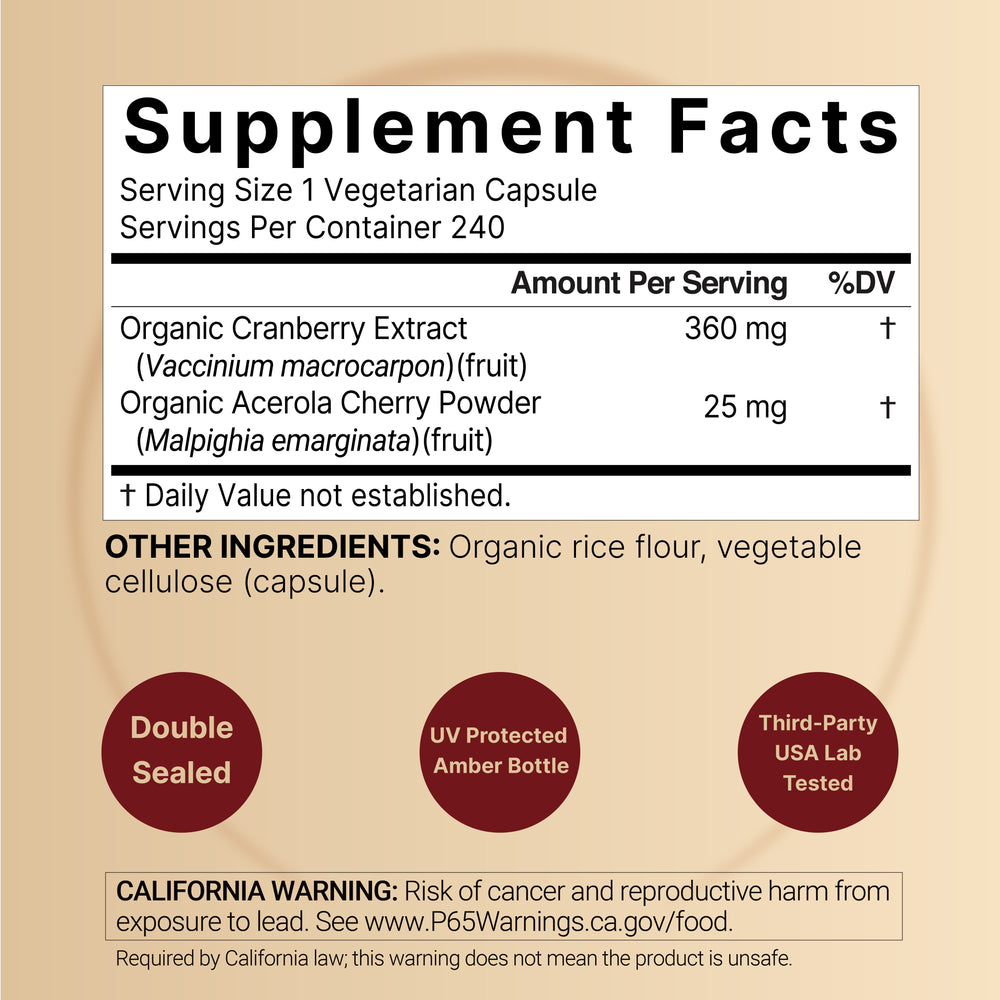 Cranberry Concentrate with Acerola, 240 Vegetarian Capsules – NatureBell