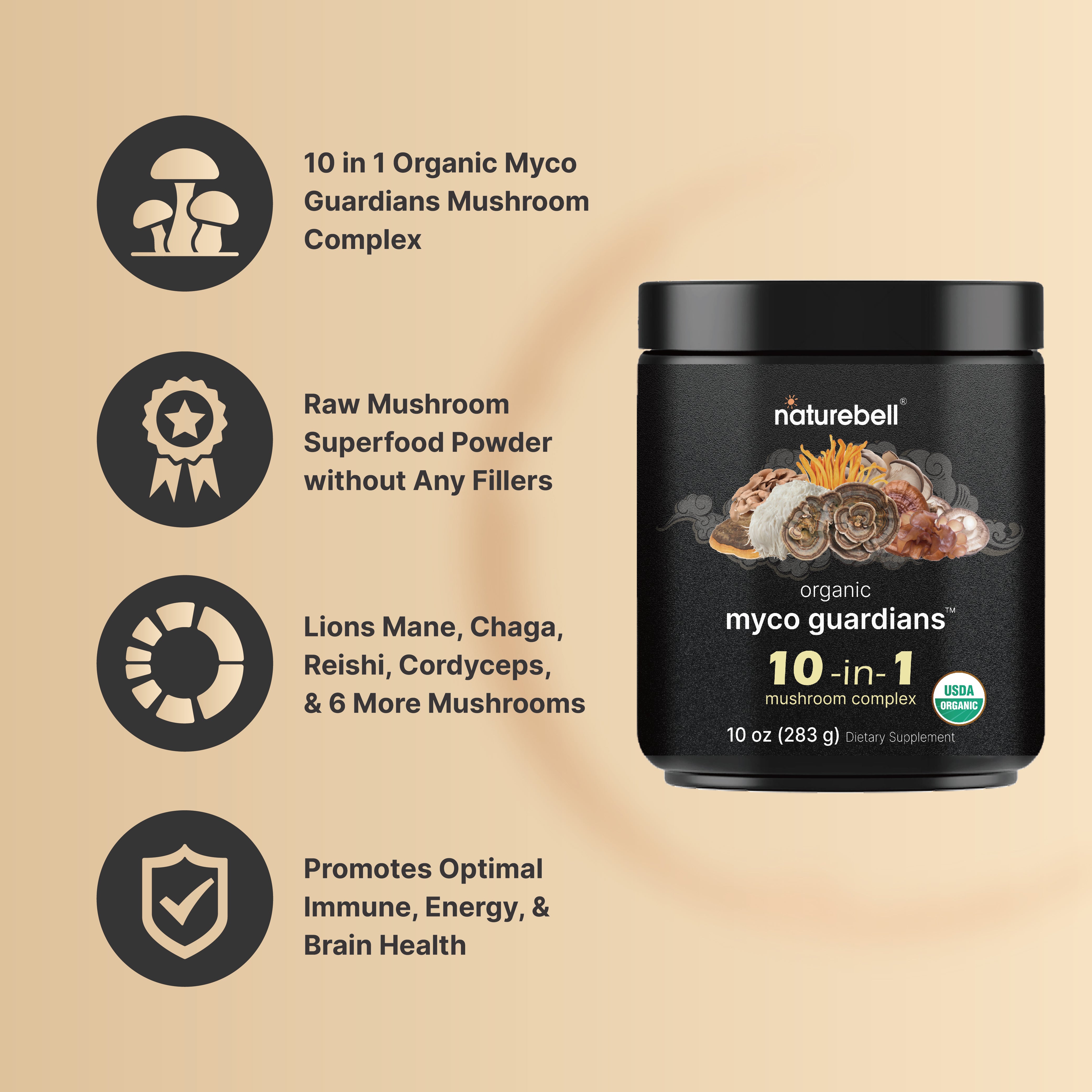 Organic Myco Guardians 10 in 1 Mushroom Powder, 10oz – NatureBell
