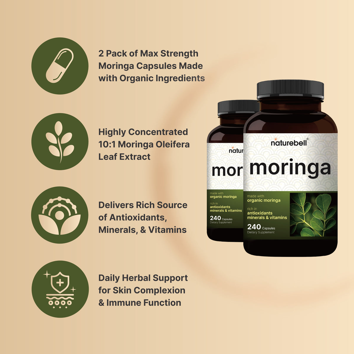 Pure Moringa Capsules 8,000mg Per Serving (2 Pack), 480 Capsules ...