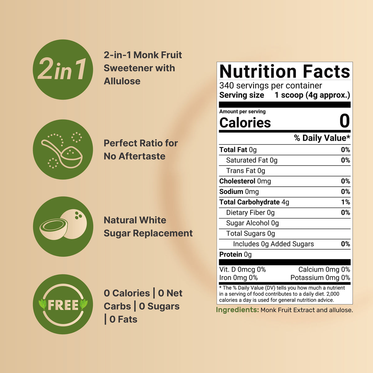 Monk Fruit & Allulose Sweetener with No Erythritol, 3 Pounds – NatureBell