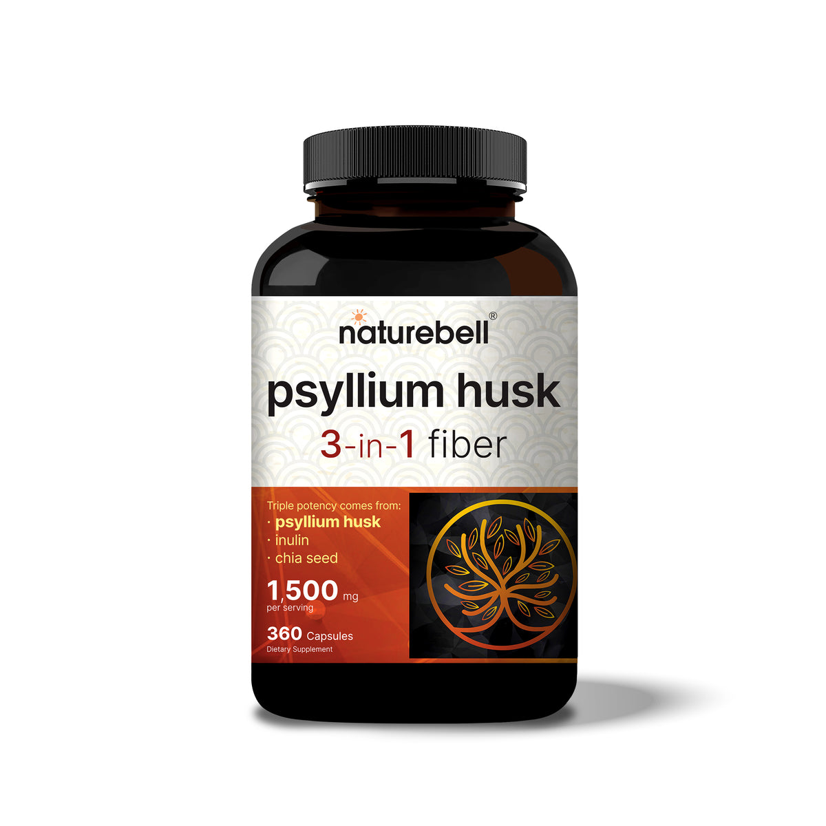 Psyllium Husk Capsules 1500mg Per Serving, 360 Count – NatureBell