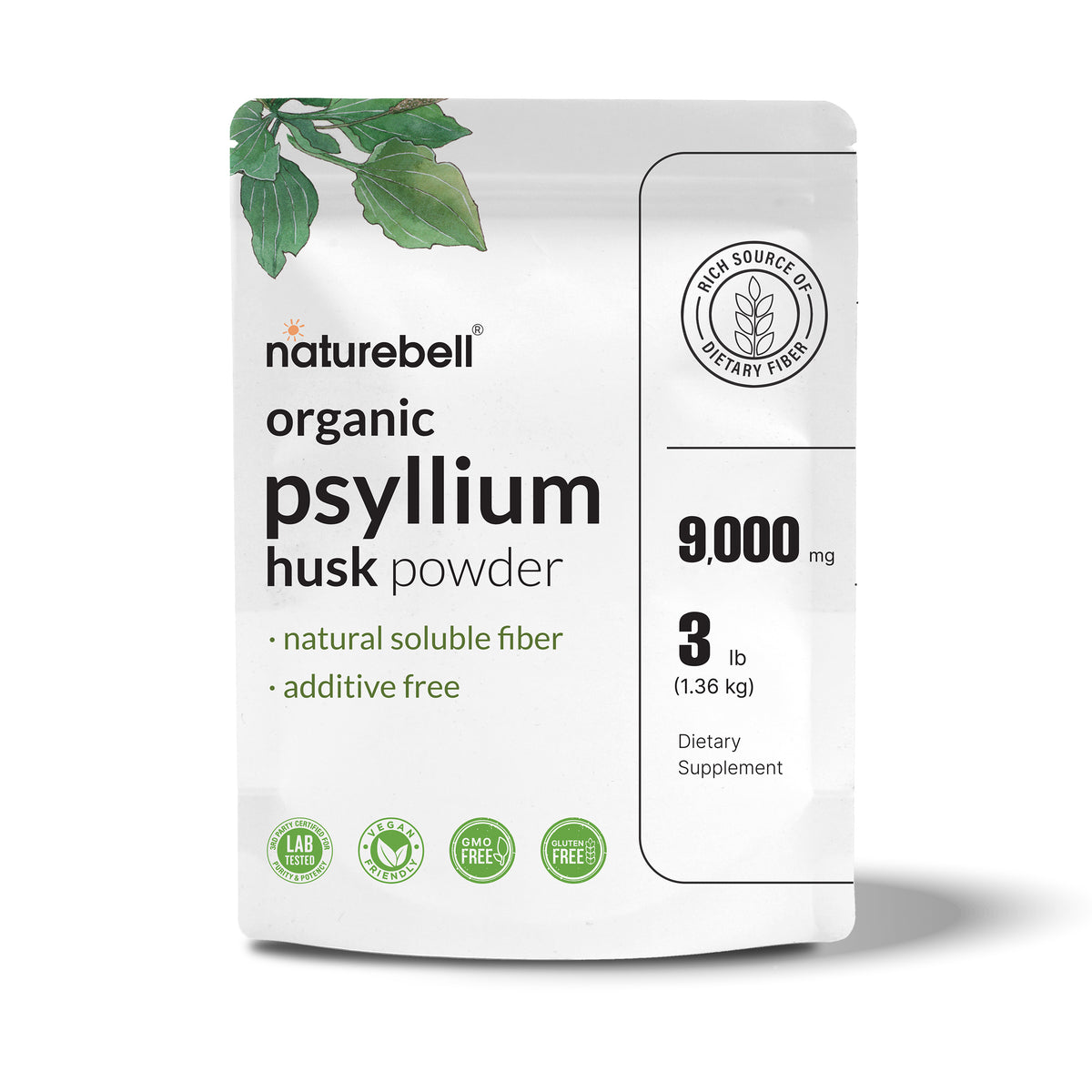 Organic Psyllium Husk Powder, 3 Lbs (48 Oz) – NatureBell