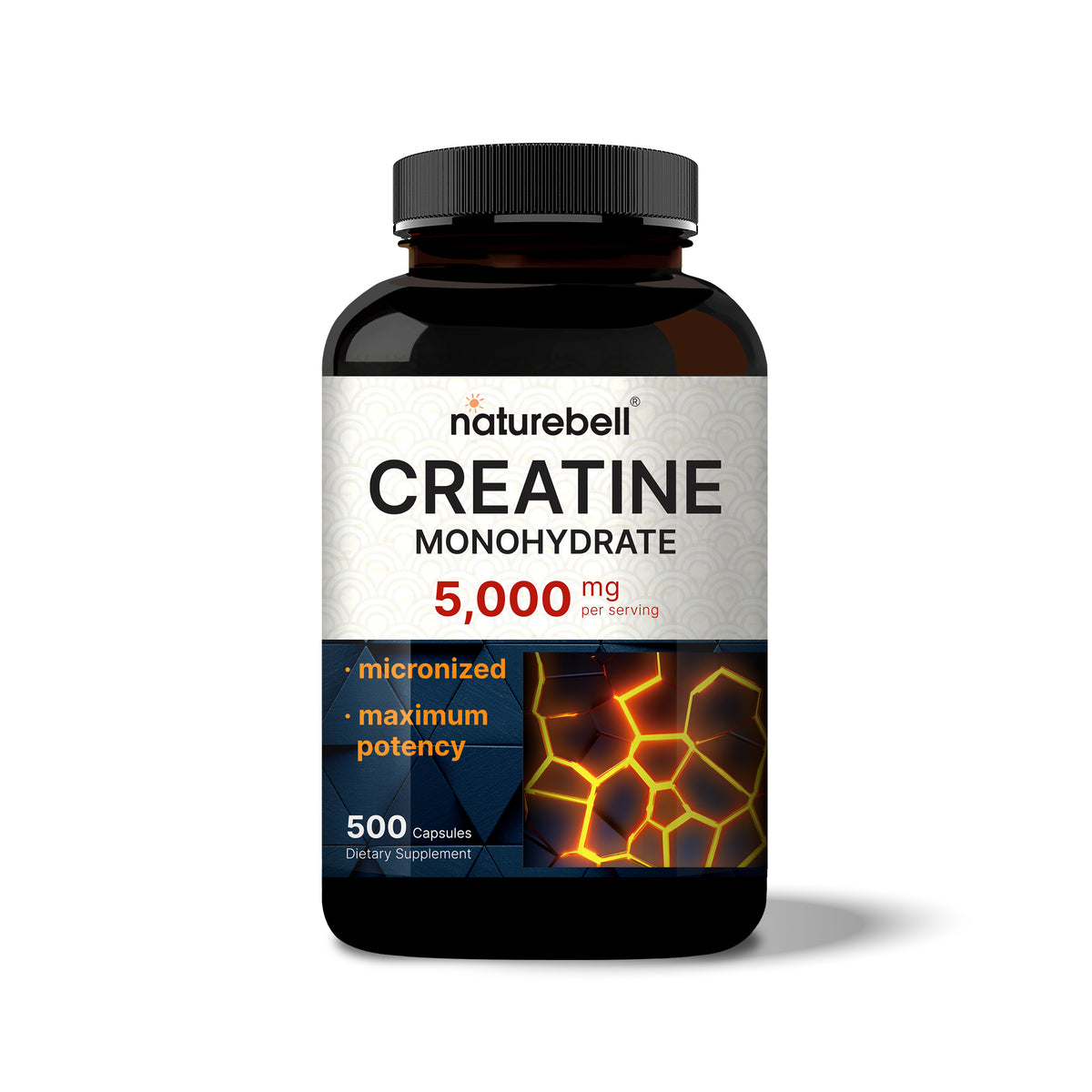 Creatine Monohydrate 5,000mg Per Serving, 500 Capsules – NatureBell