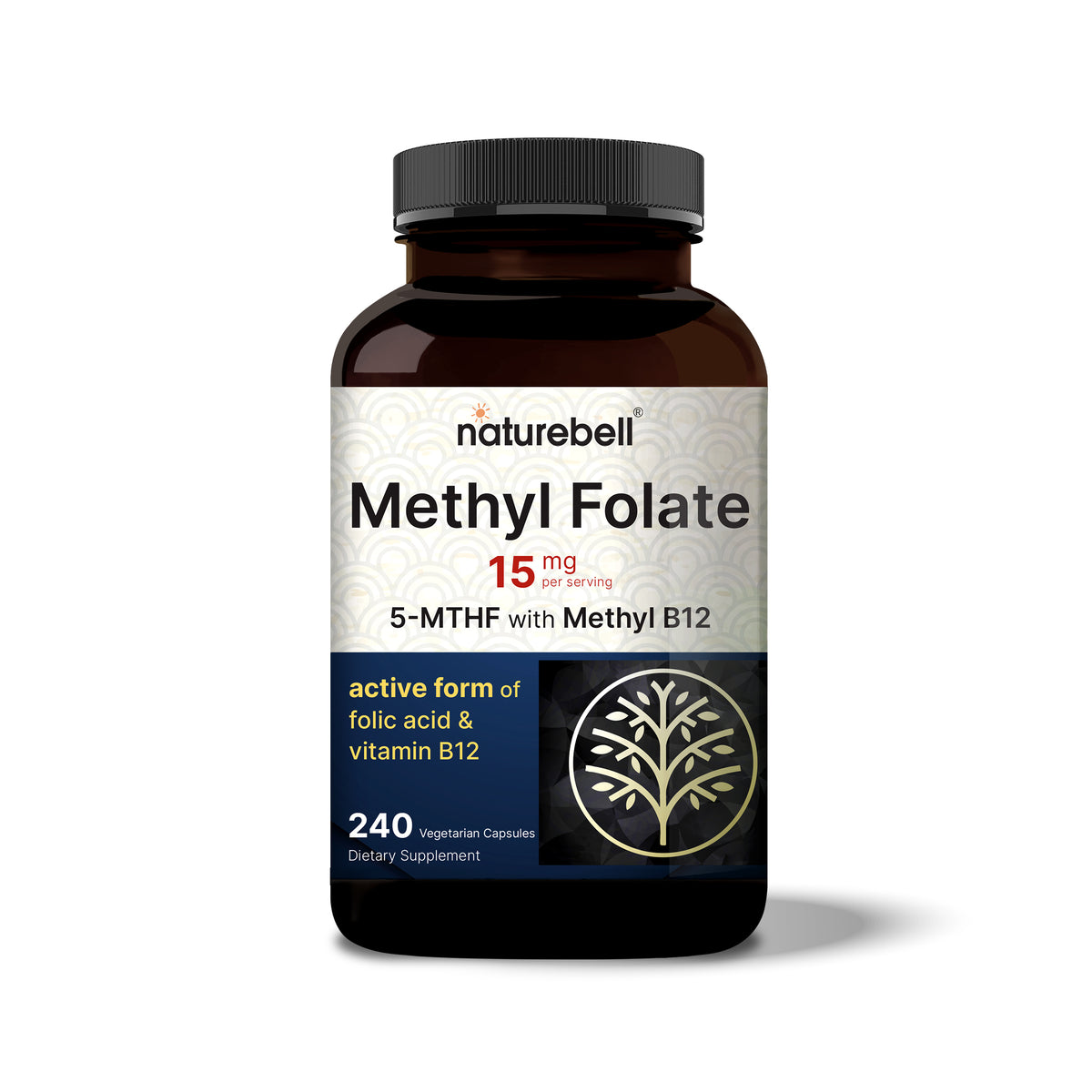 NatureBell L Methylfolate 15mg (5-MTHF) with Methyl B12 1,000mcg, 240